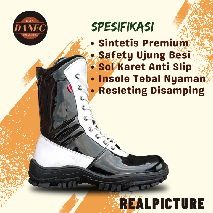 Sepatu PDL Provos TNI Polri Mengkilap dan Tahan lama Safety Boots Pria ...