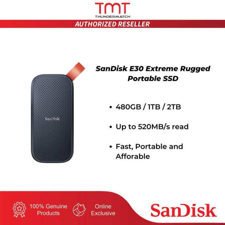 【Ready Stock】TMT SanDisk E30 480GB 1TB 2TB Type-C with USB 3.2 Adapter Portable External SSD ...