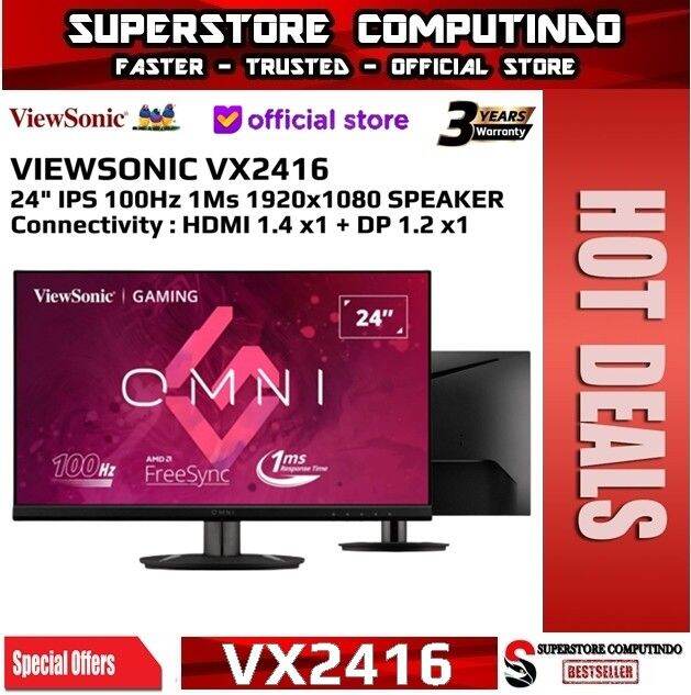 Monitor LED VIEWSONIC VX2416 24" IPS 1080p 100Hz 1ms HDMI DP Speaker ...