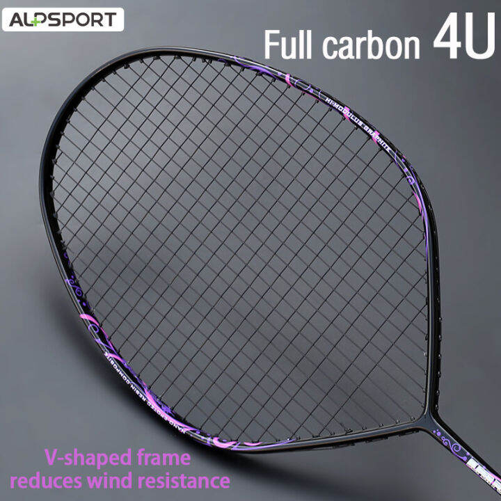 ALP FD Full Carbon Max 30LBS 4U V Shape Badminton Racket Strung Fiber ...