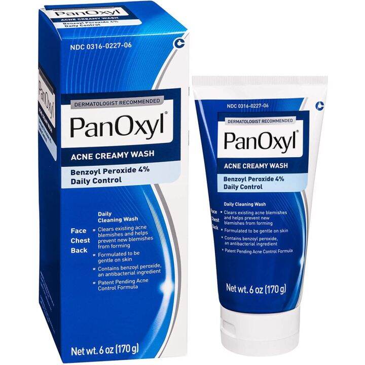 Panoxyl Acne Creamy Wash Benzoyl Peroxide 4 Daily Control 6 Oz 170 G