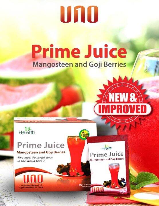 Uno Prime Juice (24 Sachets) with Mangosteen and Goji Berries | Lazada PH