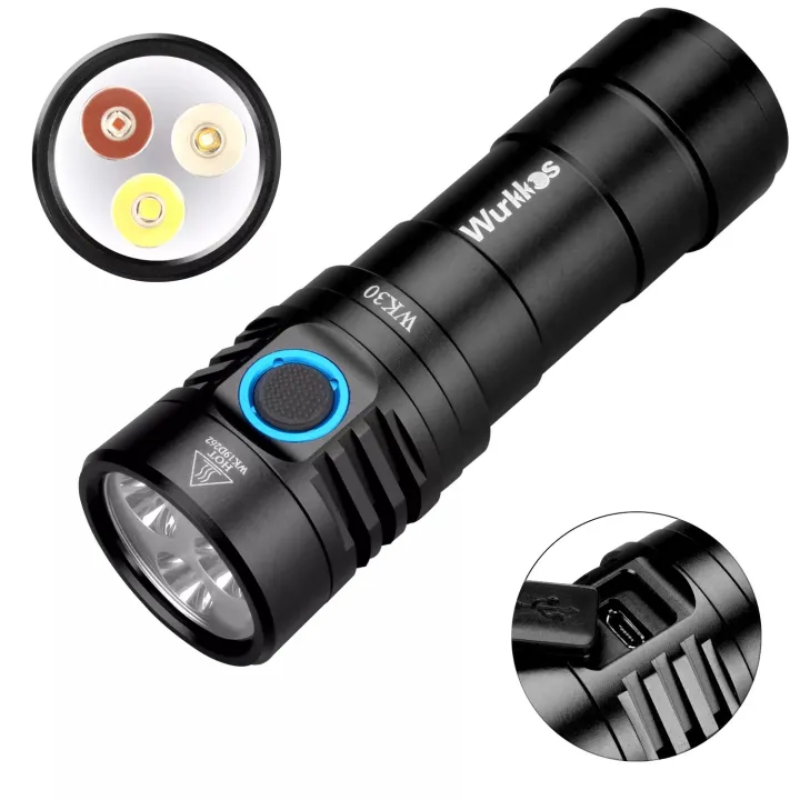 Wurkkos wk30 multi color rechargeable LED flashlight 26650 lh351d red ...