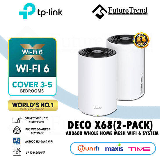 TPLink Deco X68 (2 Pack) AX3600 Whole Home Mesh WiFi 6 System | Lazada