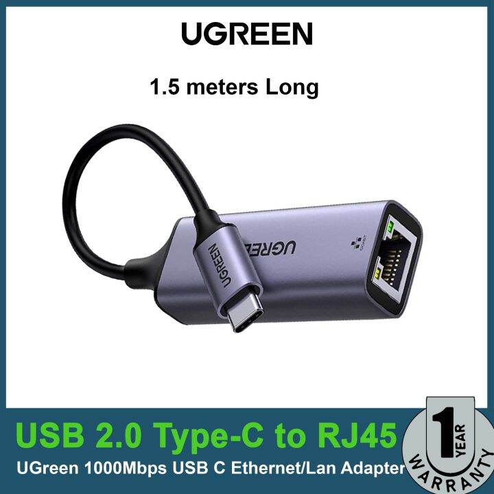 USB 2.0 Type-C to RJ45 │Length: 1.5 meters│UGreen 1000Mbps USB C ...