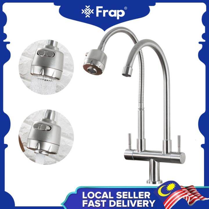 【FRAP】Pillar Paip Sinki Dapur Stainless Steel Kitchen Faucet Double Kitchen Sink Faucet Double ...