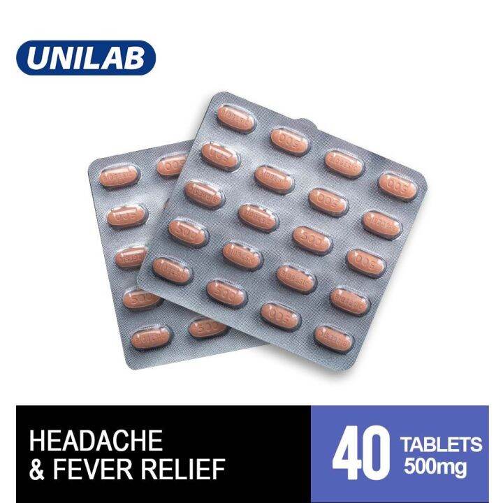 Unilab Biogesic 40 Tablets - 500mg Paracetamol for Headache and Fever ...