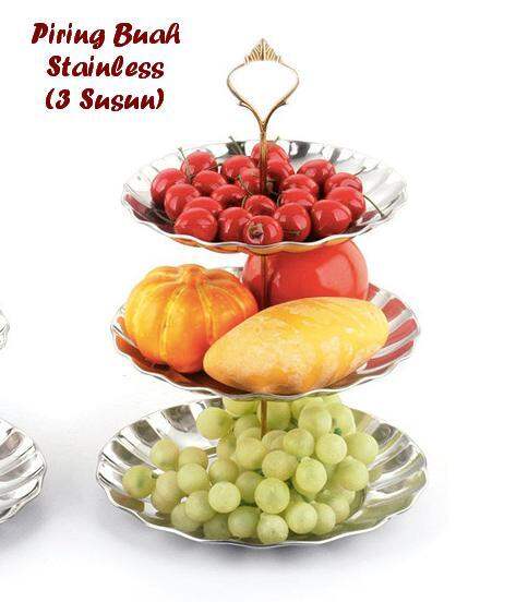 Piring Buah Stainless 3 Susun (Bisa utk tempat buah, kue, permen ...