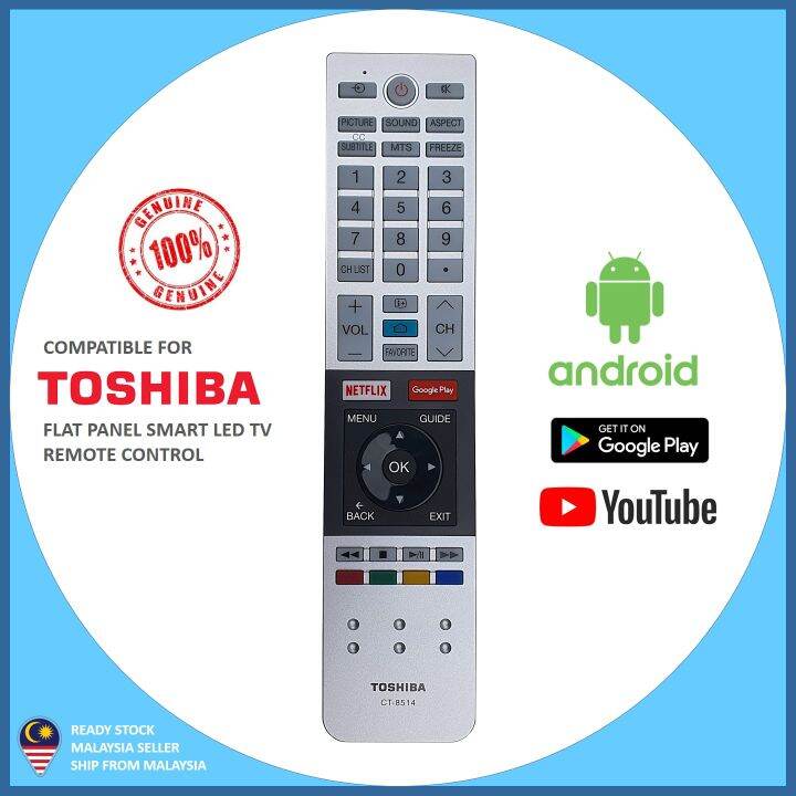 Original Toshiba Flat Panel LED LCD Android Smart TV Remote Control ...