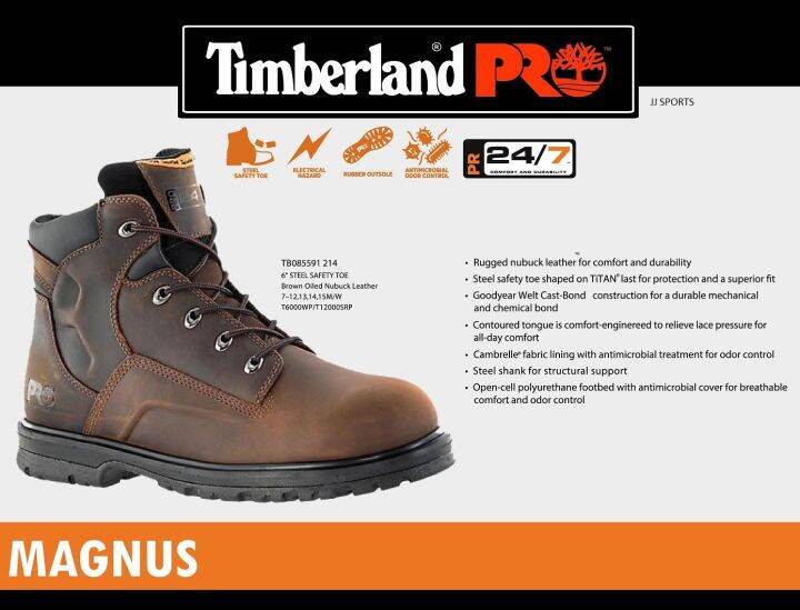 MEN'S TIMBERLAND PRO 85591 MAGNUS 6" STEEL TOE WORK BOOTS (ORIGINAL ...