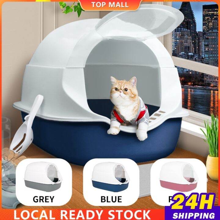 Fully Enclosed Cat Litter Box With Cover Scoop Detachable Kitten Toilet ...