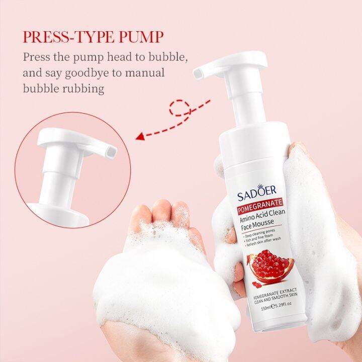 SADOER Pomegranate Amino Acid Cleansing Mousse Oil Control Exfoliating Moisturizing Facial ...