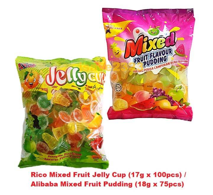 [HALAL] Rico Jelly Cup Assorted Fruit Flavour (17g X 100pcs) / Alibaba Mixed Fruit Flavour ...