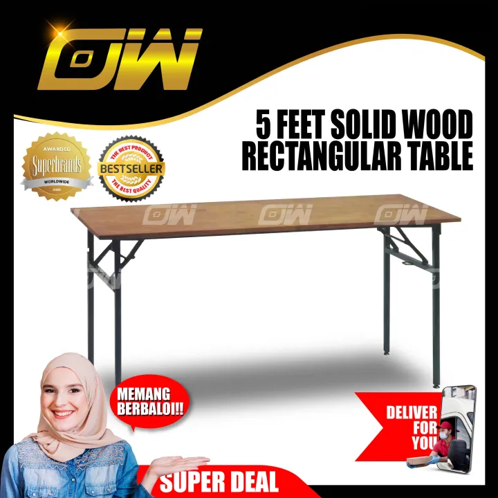 5-Feet Solid Wood Rectangular Table/Meeting Table/Catering Table/Pantry ...