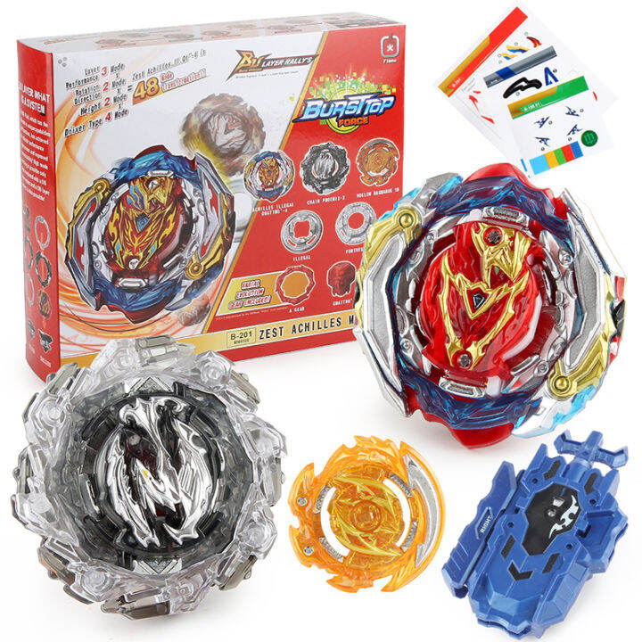 Beyblade Burst B-201 Zest Achilles Remodeling Set with Launcher Booster Beyblade B-198 B-176 ...