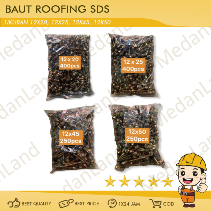 [1Pack] Baut seng roofing sds 12x25 12x20 12x45 12x50 baut baja ringan ...