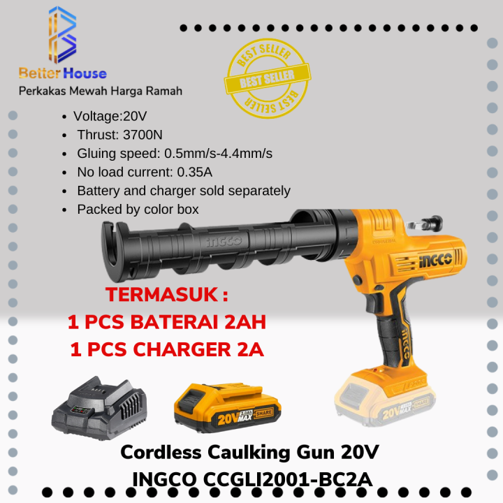 Cordless Caulking Gun 20V INGCO CCGLI2001-BC2A Gun Silikon Cordless | Lazada Indonesia
