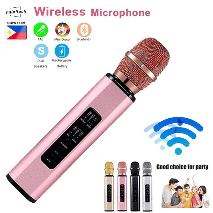 COD PH STOCK Wireless Bluetooth Microphone Karaoke Speaker Handheld KTV K6 WS-898 | Lazada PH