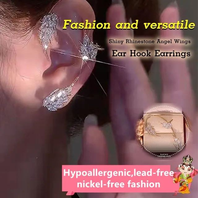 coolrich Shiny Rhinestone Angel Wings Ear Hook Earrings | Lazada PH