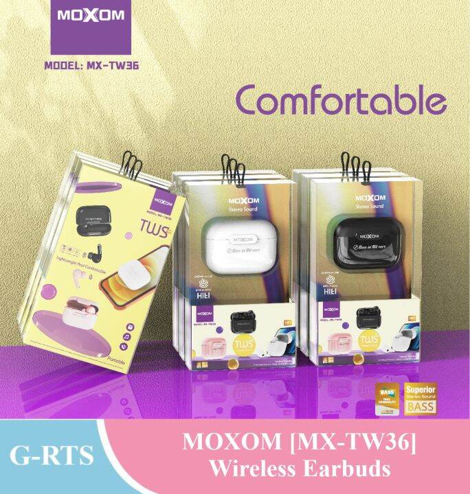 MOXOM [MX-TW36] True Wireless Sound Earbuds Stereo Music HiFi Headphone ...