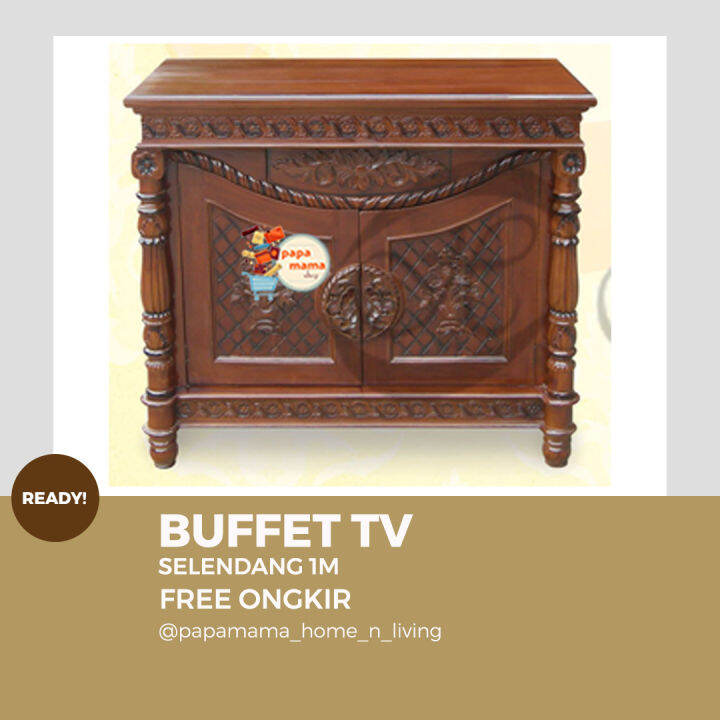 Buffet TV Ukiran jepara 2 pintu - Buffet kayu Jati Murah tipe Selendang ...