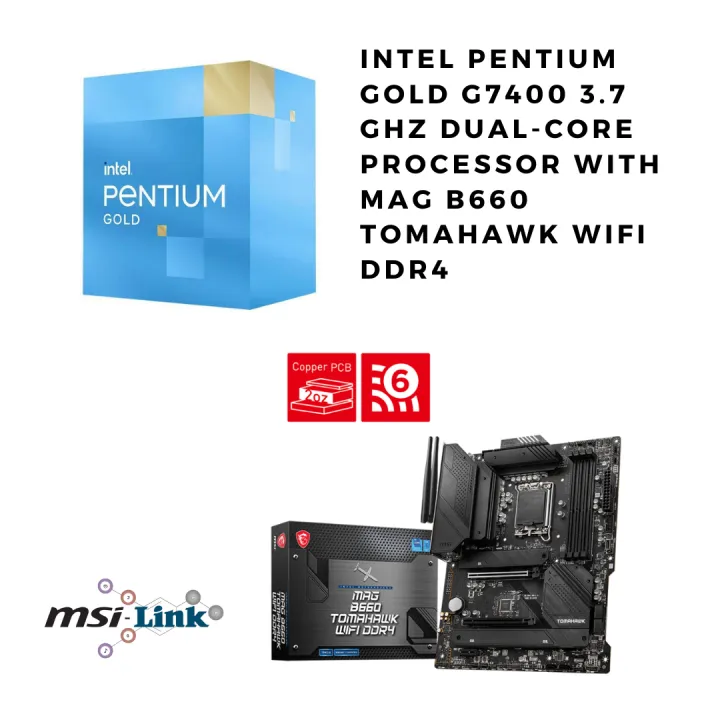 Intel Pentium Gold G7400 3.7 GHz Dual-Core Processor with MAG B660 ...