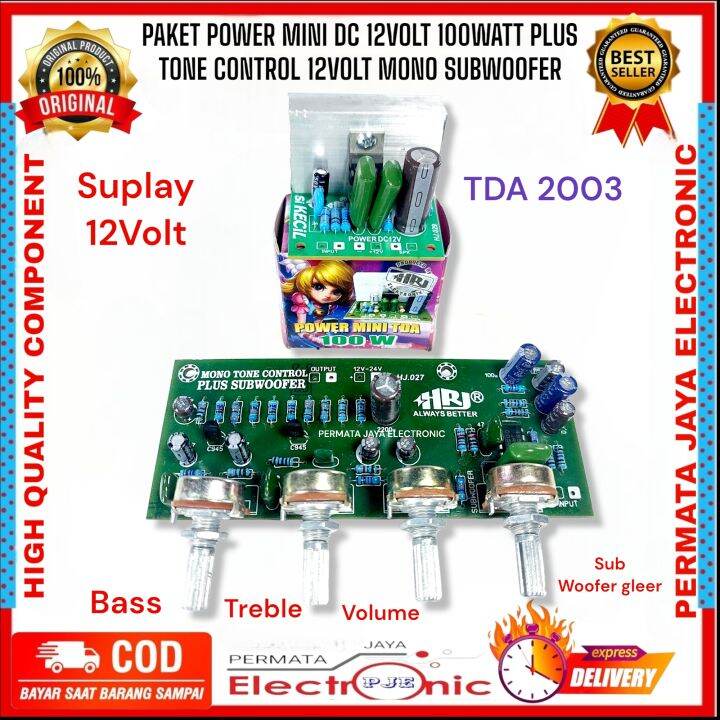 Paket Power Amplifier Mini 12Volt 100watt Plus Tone Control 12Volt Mono ...