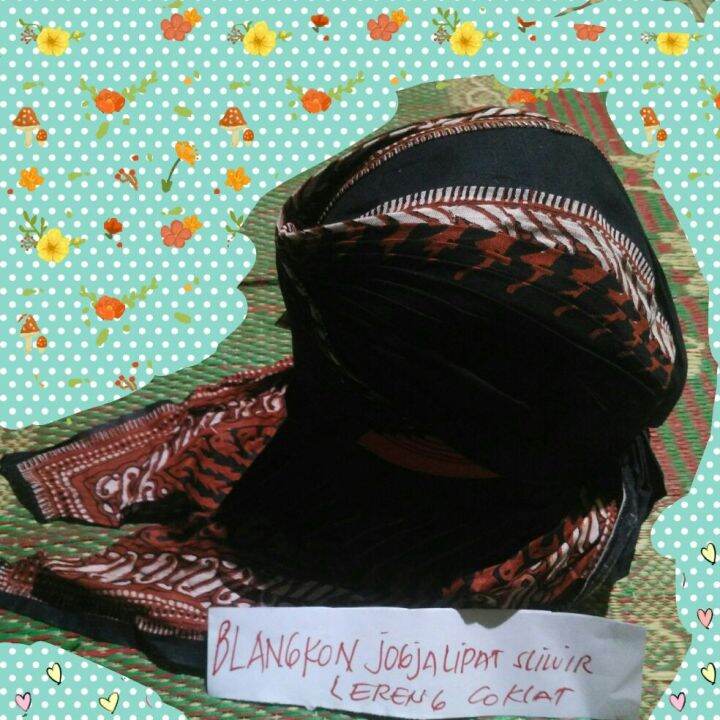 blangkon jogja lipat sliwir motif lereng coklat,, aksesoris pakaian ...