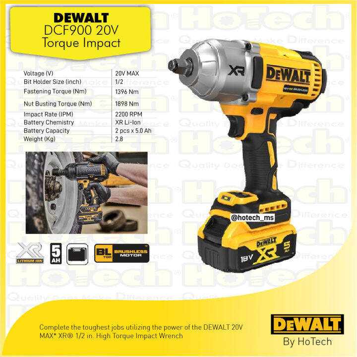 DEWALT | DCF900 1/2 In. High Torque Impact Wrench | Mesin Bor | Lazada ...