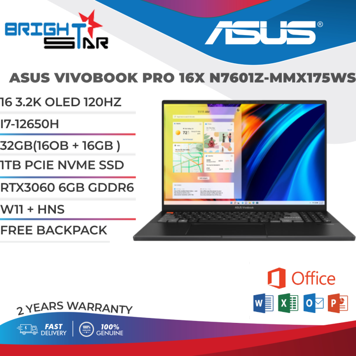 ASUS VIVOBOOK PRO 16X N7601Z-MMX175WS (16 3.2K OLED 120HZ / I7-12650H ...