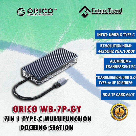 ORICO WB‐7P‐GY Type-C 7-in-1 Multifunction Transparent Hub | Lazada