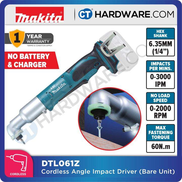 MAKITA DTL061Z CORDLESS ANGLE IMPACT DRIVER WITHOUT BATTERY & CHARGER ...