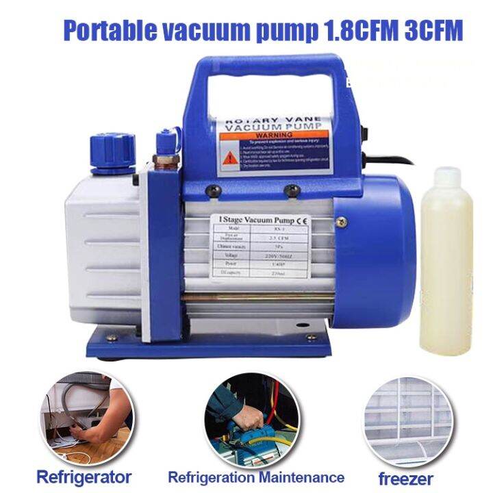1.8CFM 3CFM Rotary Mini Vane Vacuum Pump Portable HVAC AC R134a Air ...