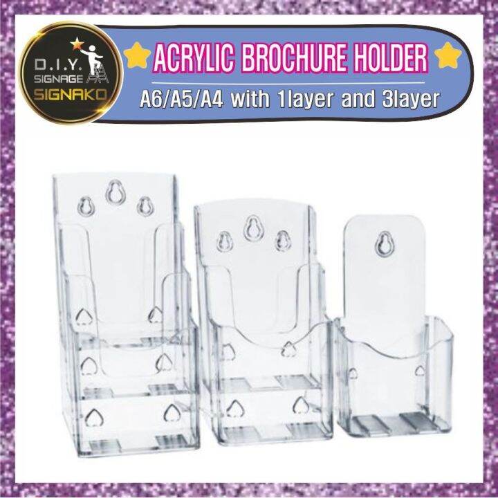 Clear Acrylic Brochure Holder / Flyer Booklet Pamphlet Menu Paper Stand ...