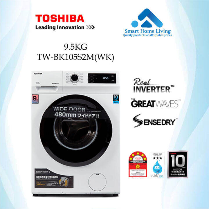 TOSHIBA 9.5KG Front Load Inverter Washer Washing Machine TW-BK105S2M mesin basuh【 DELIVERY BY ...