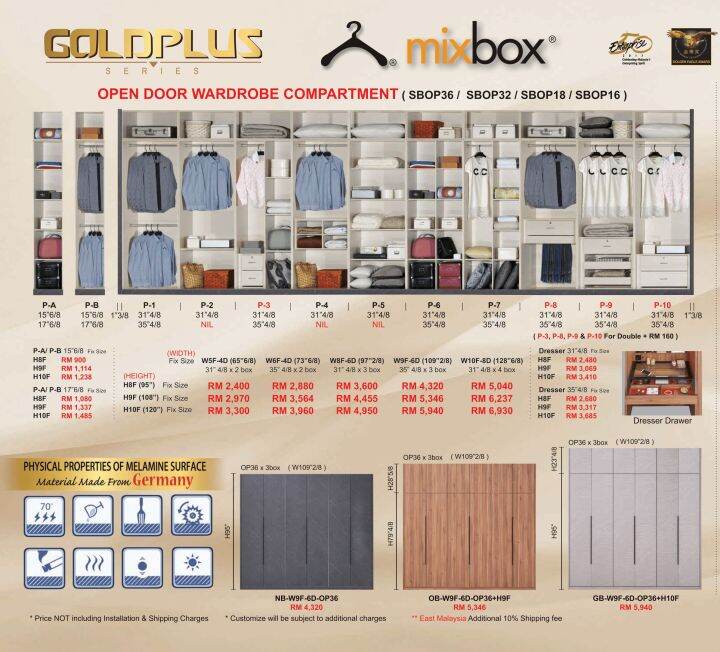 GOLDPLUS- WARDROBE OPEN DOOR 5x8 , 6x8 , 8x8 , 9x8 , 10x8 FEET | Lazada