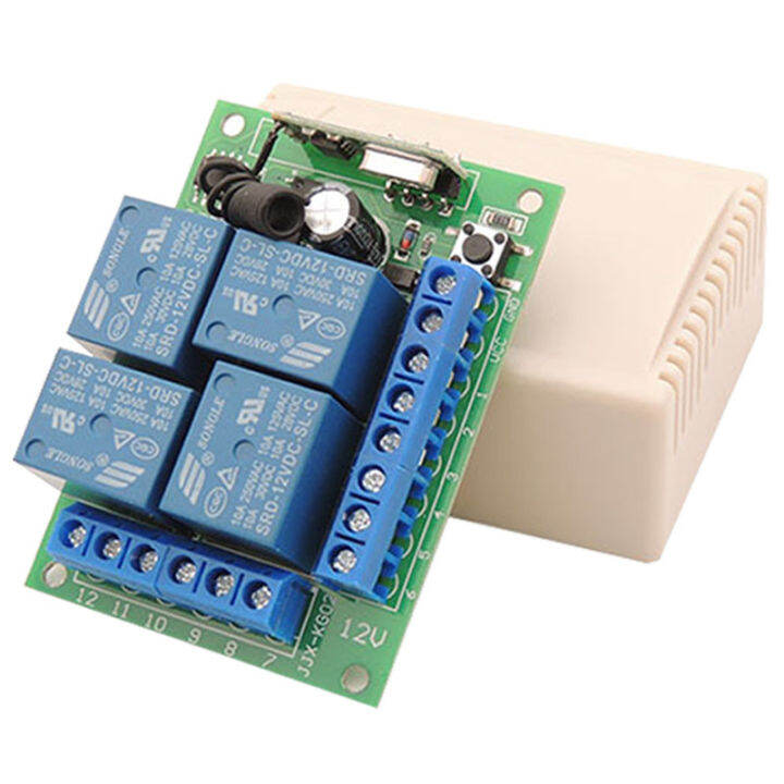 WenQia DC 12V 4CH 433MHz Wireless Remote Controller Module 10A Relay ...