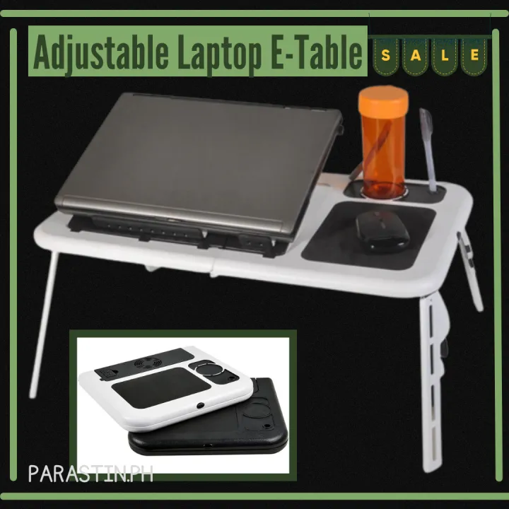Adjustable Laptop Desk Foldable Table e-Table Bed USB Cooling Fans ...