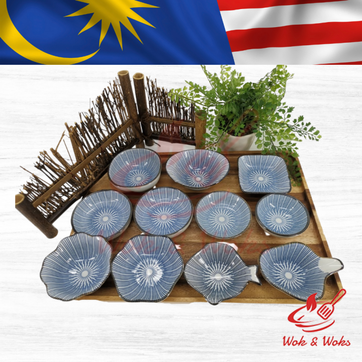 Japan Style Blue Line Ceramic Dish / Pinggan Mangkuk Seramik Garisan ...