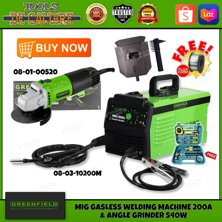 GREENFIELD 200A MIG Gasless Welding Machine 08-03-10200M & Angle ...