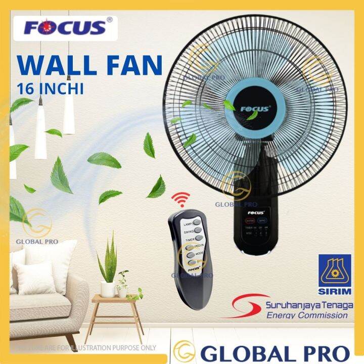 [SIRIM] FOCUS 16" Wall Fan With Remote Control Kipas Dinding ...