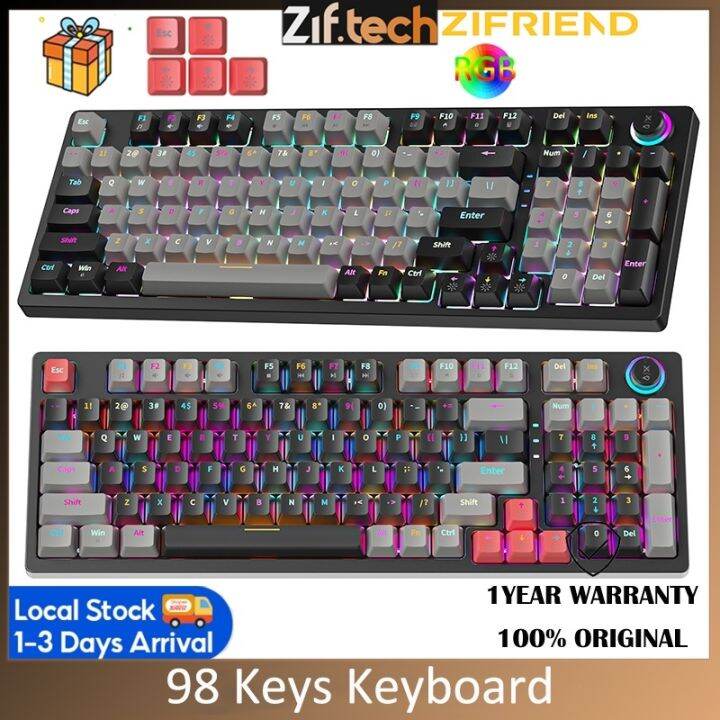 ZIFRIEND ZA98 Black Mechanical Keyboard Blue Red Switch Wired 98 Keys RGB Backlit Gaming ...