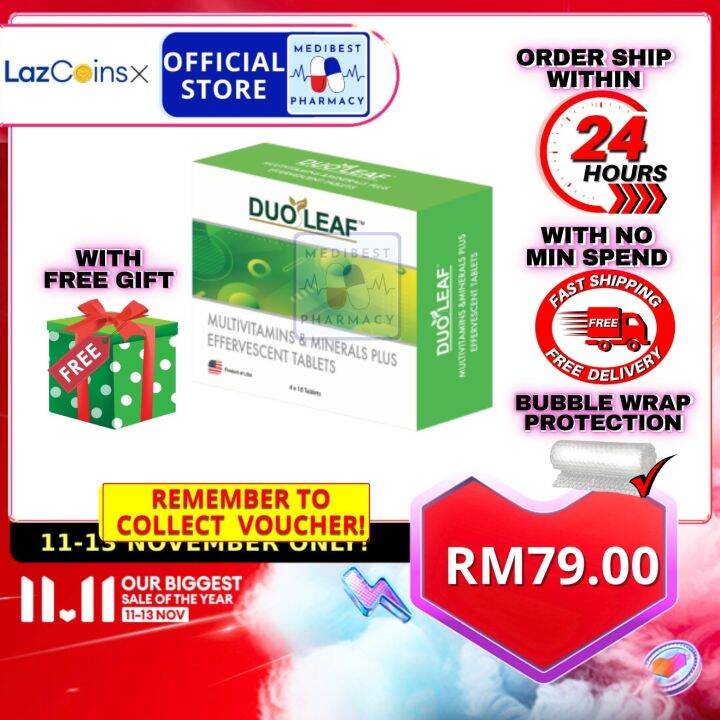 Duoleaf Multivitamins & Minerals Plus Effervescent Tablets (4 x 10 ...