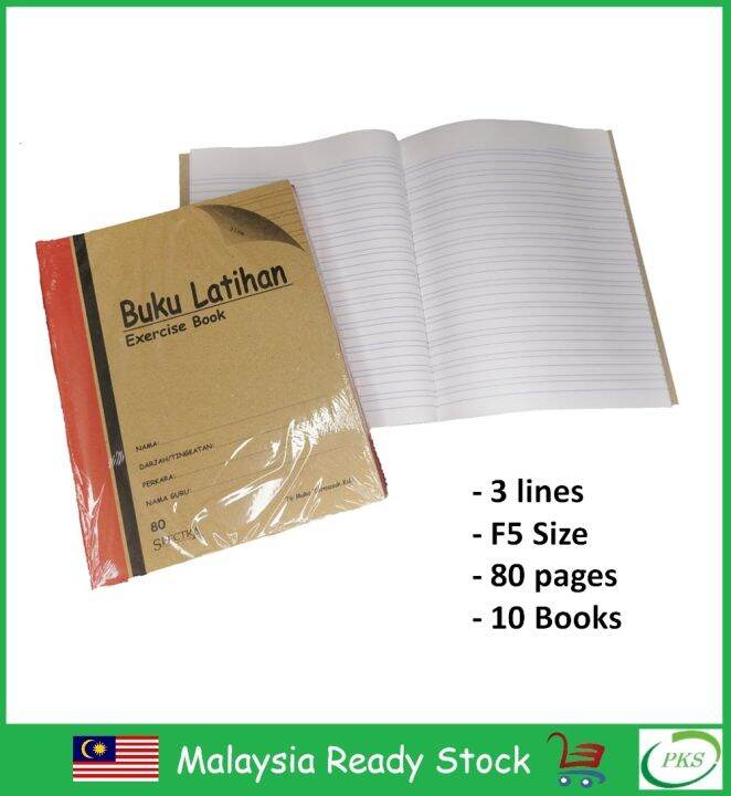 School Exercise Book 80 Pages 3 Lines Buku Latihan Sekolah 10 Books ...