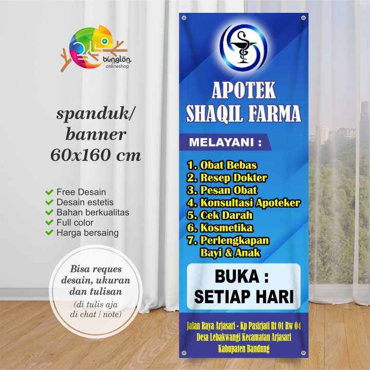Size 60x160 Spanduk Banner Apotek Custom Desain | Lazada Indonesia