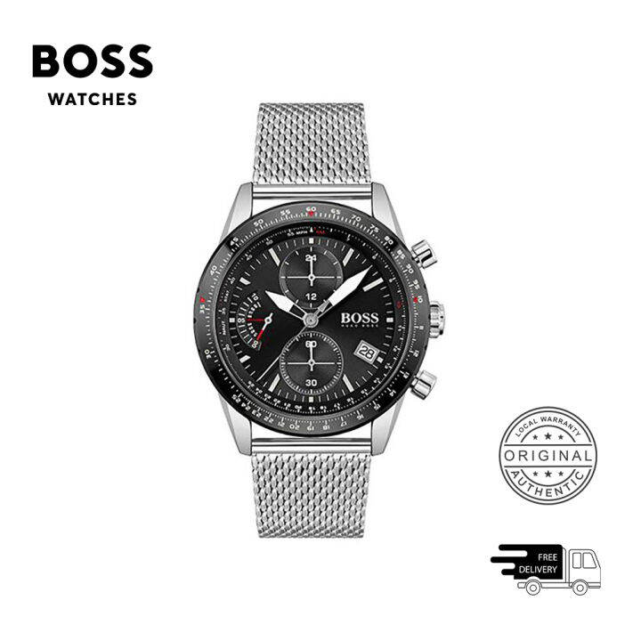 Boss Pilot Edition Chrono Black Men Watch 1513886 | Lazada