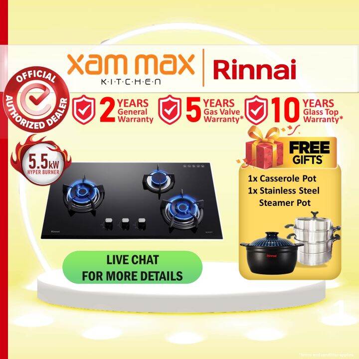 Rinnai Gas Hob - RB 93UG 5.5kW Hyper Burner Built-In / Free Standing ...
