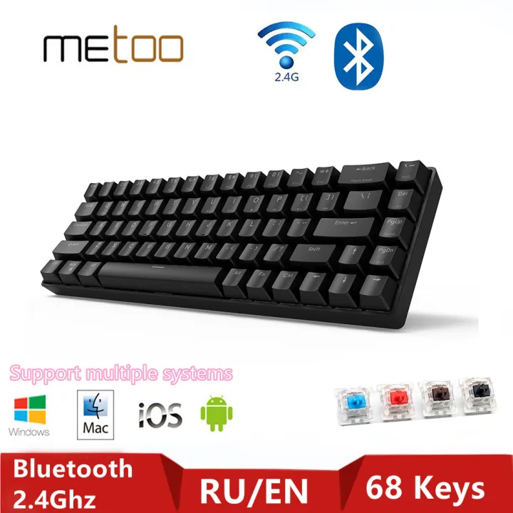 Metoo Gaming Mechanical Keyboard Wireless Bluetooth 2.4Ghz Keyboard ...
