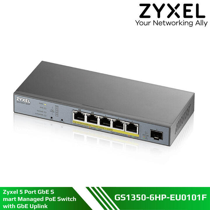 Zyxel GS1350-6HP-EU0101F 5-port GbE Smart Managed PoE Switch with GbE ...