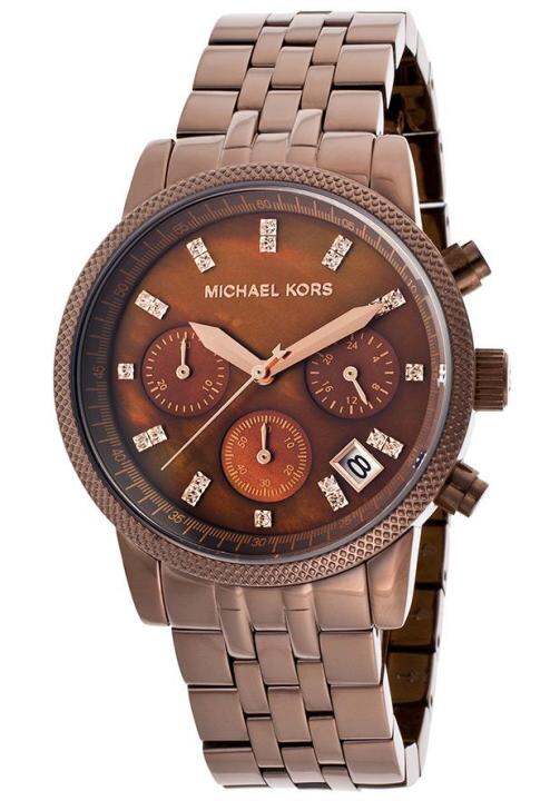 นาฬิกาผู้หญิง MICHAEL KORS Ritz Chronograph Brown Ladies Watch MK5547 ...